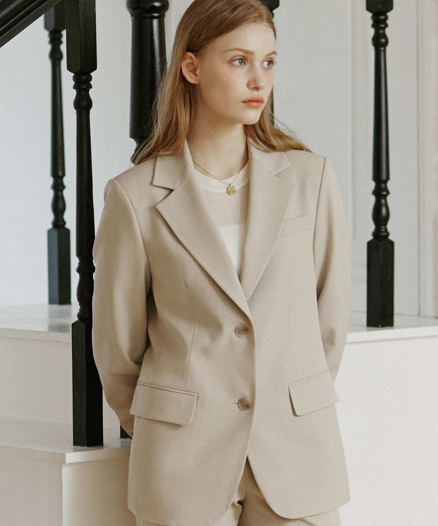 Single Breasted Jacket - Beige - HAGO(하고)