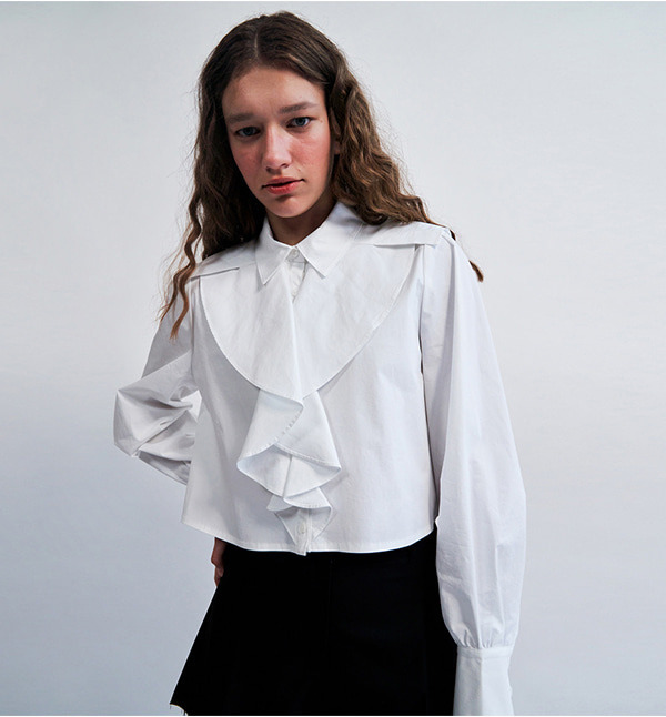Queen Frill Cropped Shirts White WBCSTP001WH - 하고