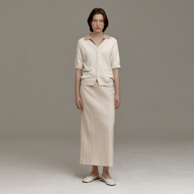 JAPANESE TEXTURED H LINE LONG SKIRT - 하고(HAGO)