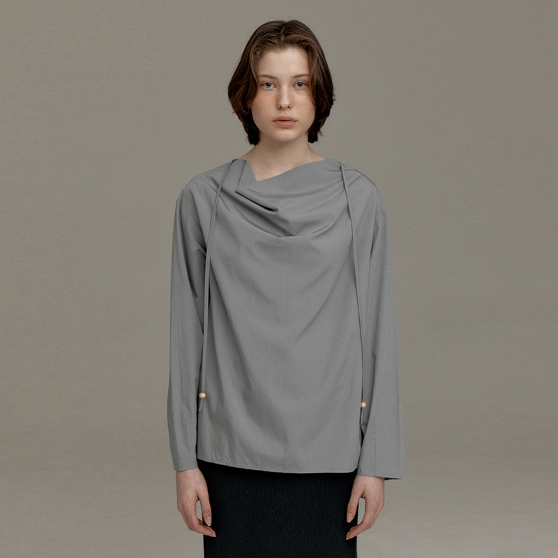 SILKY COWL NECK STRING BLOUSE - HAGO(하고)