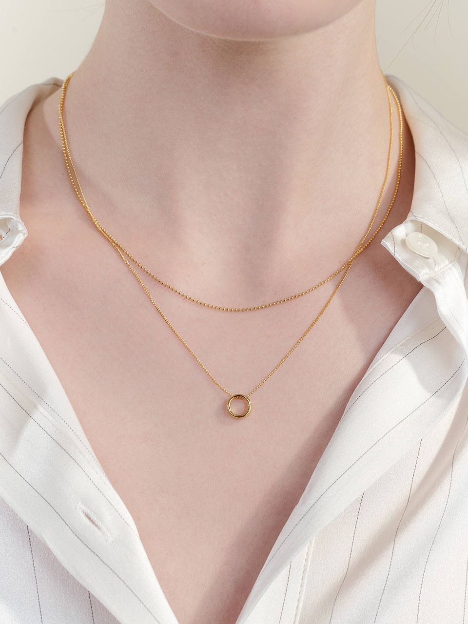[sv925] circle layered necklace - HAGO(하고)