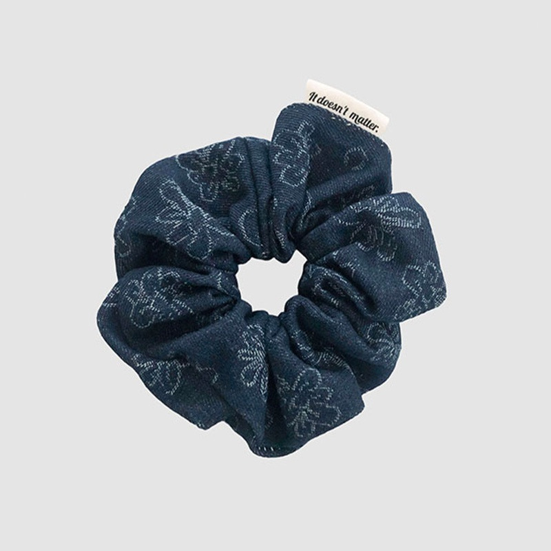 Flower Denim Scrunchie (Blue) - 하고(HAGO)