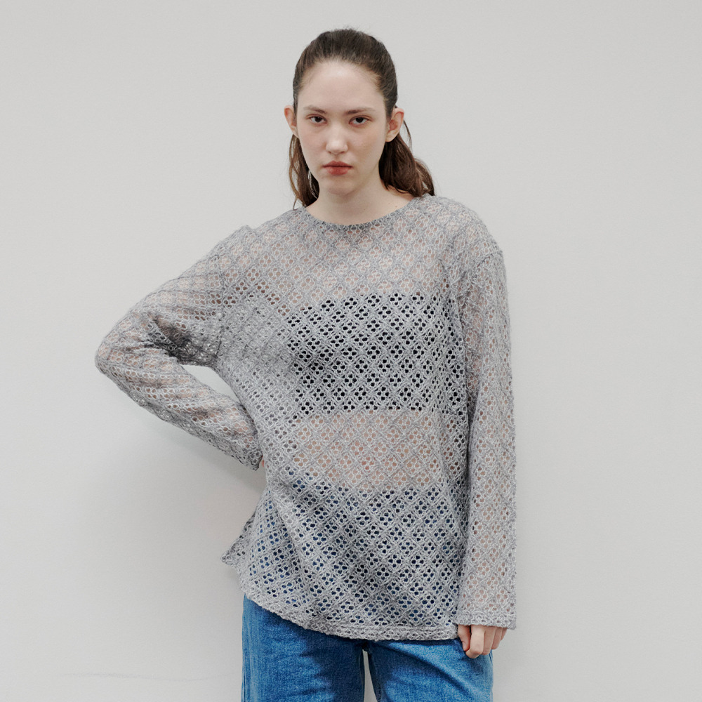 Diamond Netting Tee Grey - HAGO(하고)