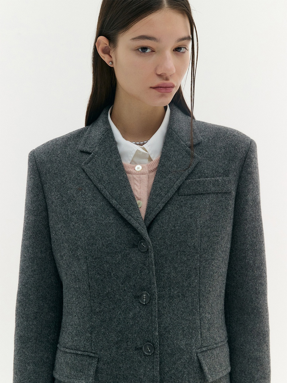 CLASSIC WOOL JACKET (dust gray) - 하고(HAGO)