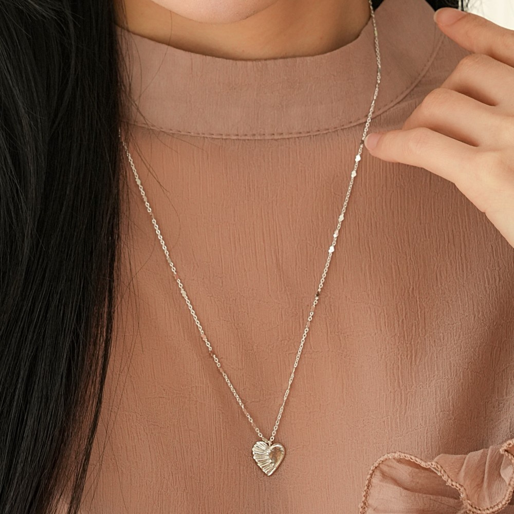 Frill heart necklace (50cm) - HAGO(하고)