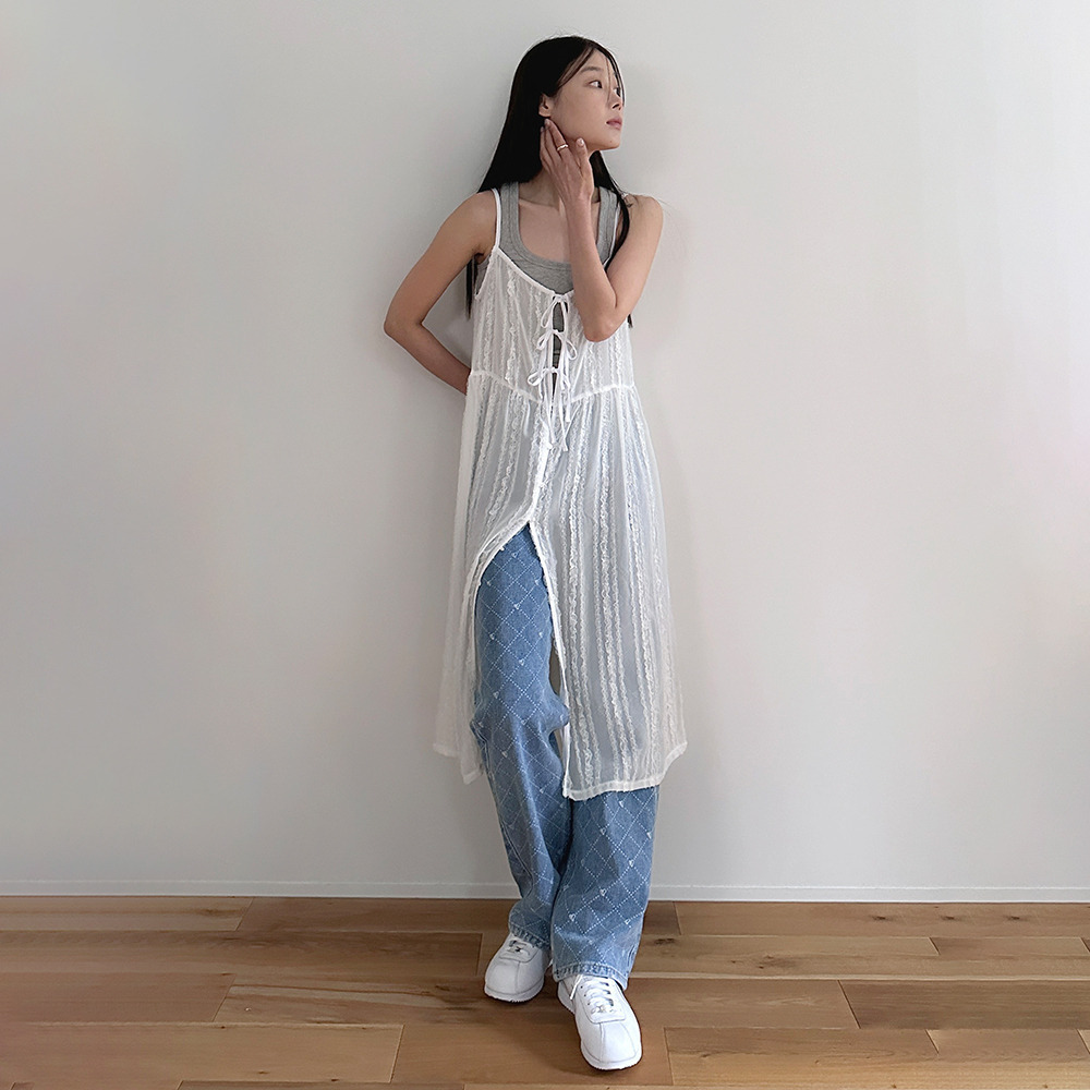 LACE CHIFFON ONE PIECE (WHITE) - 하고(HAGO)