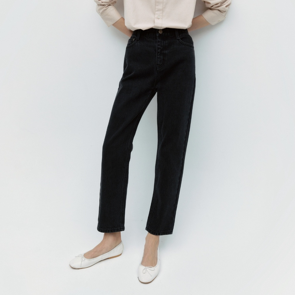 slim tapered denim pants - dark gray - HAGO(하고)