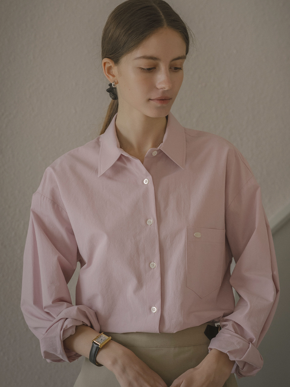 Basic placid cotton shirt_Pink - HAGO(하고)