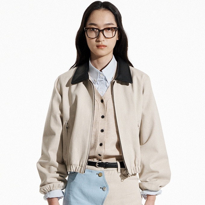 [WOMAN] HEAVY COTTON WORKWEAR CROP JACKET [SETUP] CREAM - HAGO(하고)