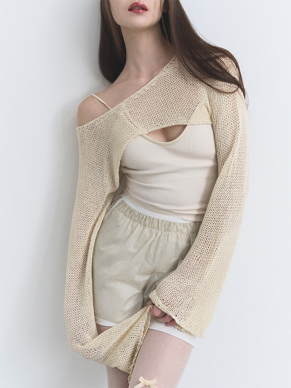 RIBBED BASIC SLEEVELESS, CREAM - HAGO(하고)