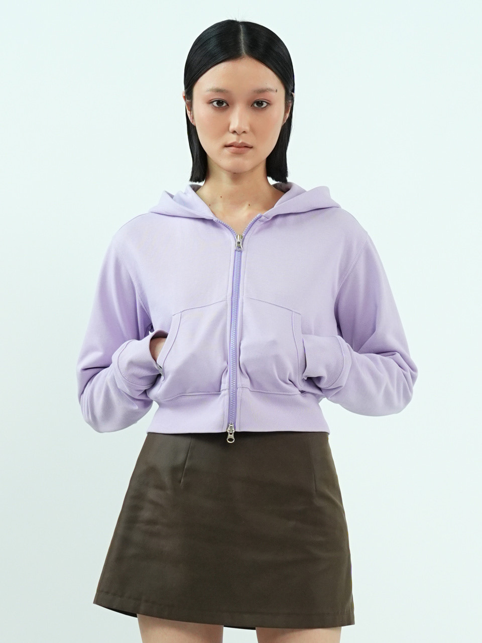 C BASIC CROP HOOD ZIP-UP_PURPLE - HAGO(하고)