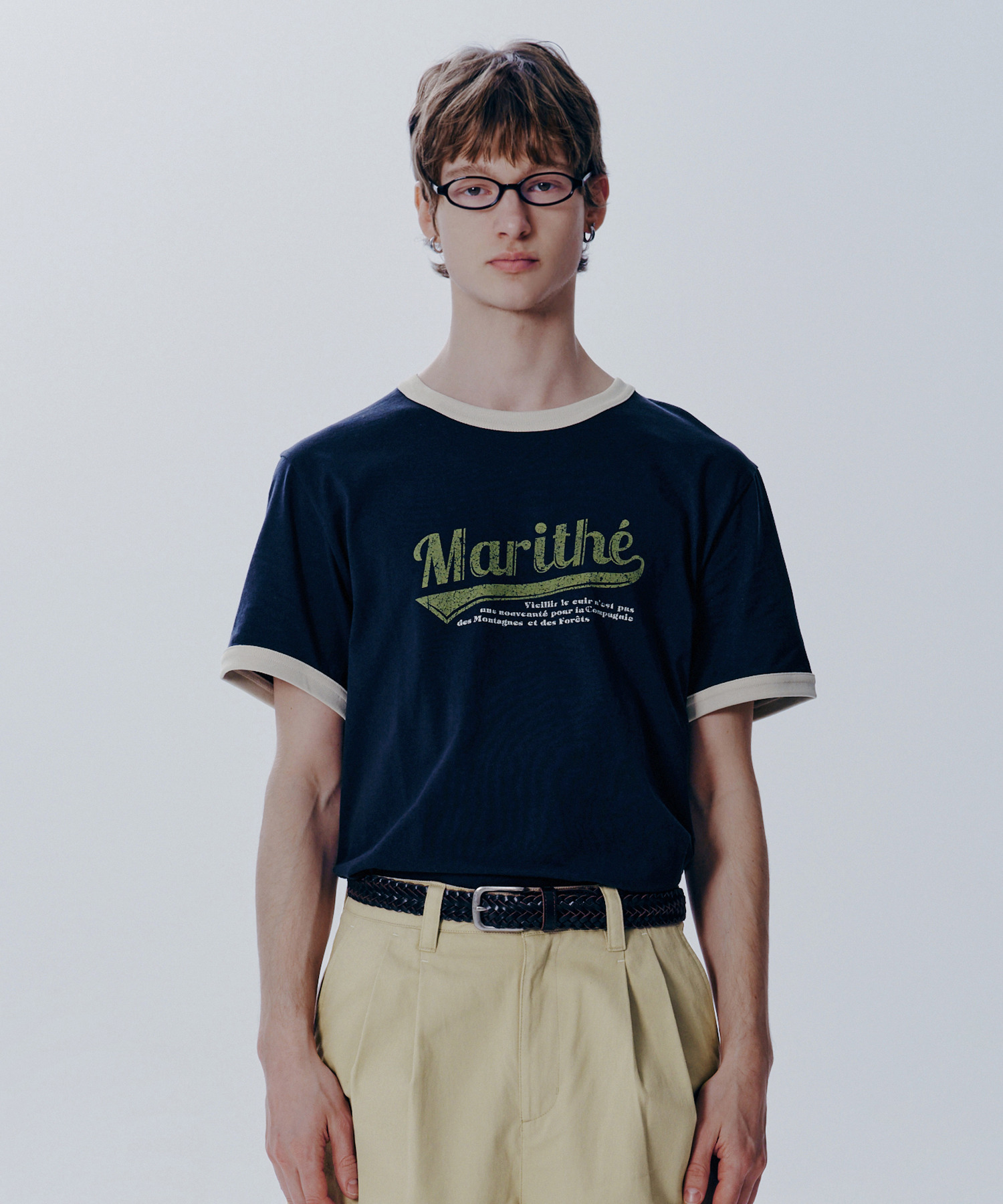 M VINTAGE BASEBALL RINGER TEE navy - 하고(HAGO)