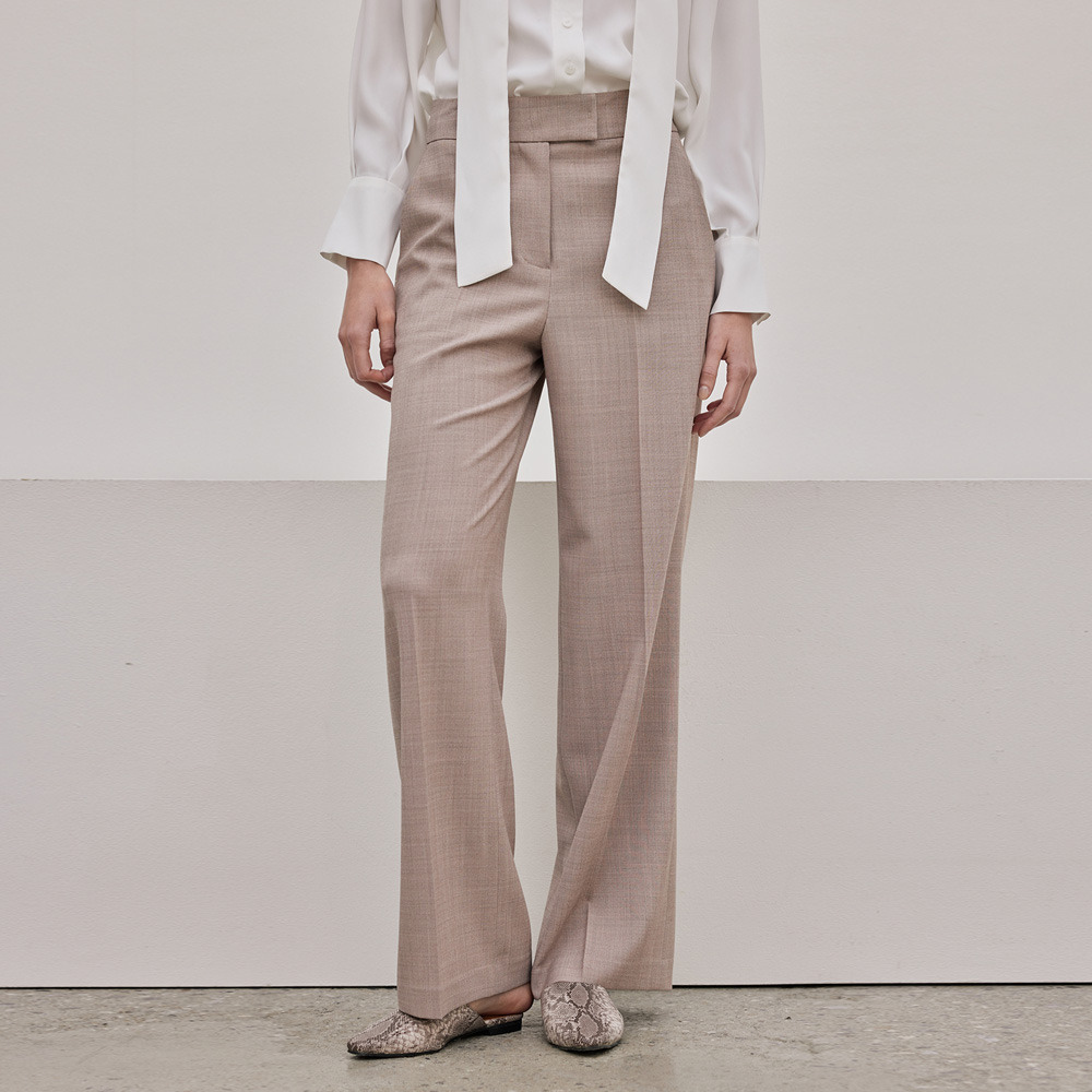 Semi-wide Straight Slacks_Melange Beige_HBCW20010MBG - HAGO(하고)