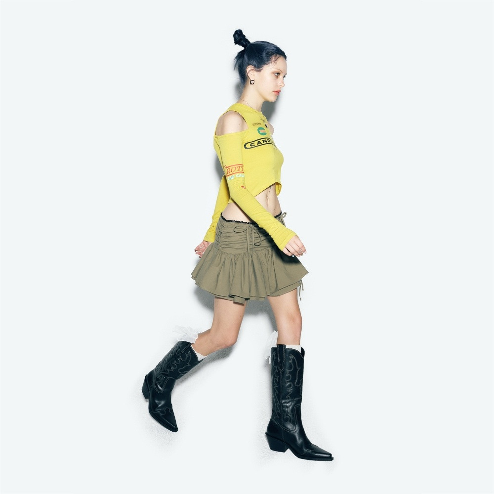 CANDYFORNIA CUT OUT LONG SLEEVE YELLOW - HAGO(하고)