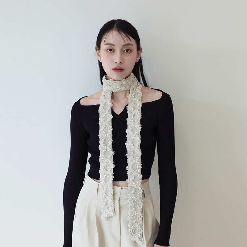 Lace tie muffler (Green) - HAGO(하고)