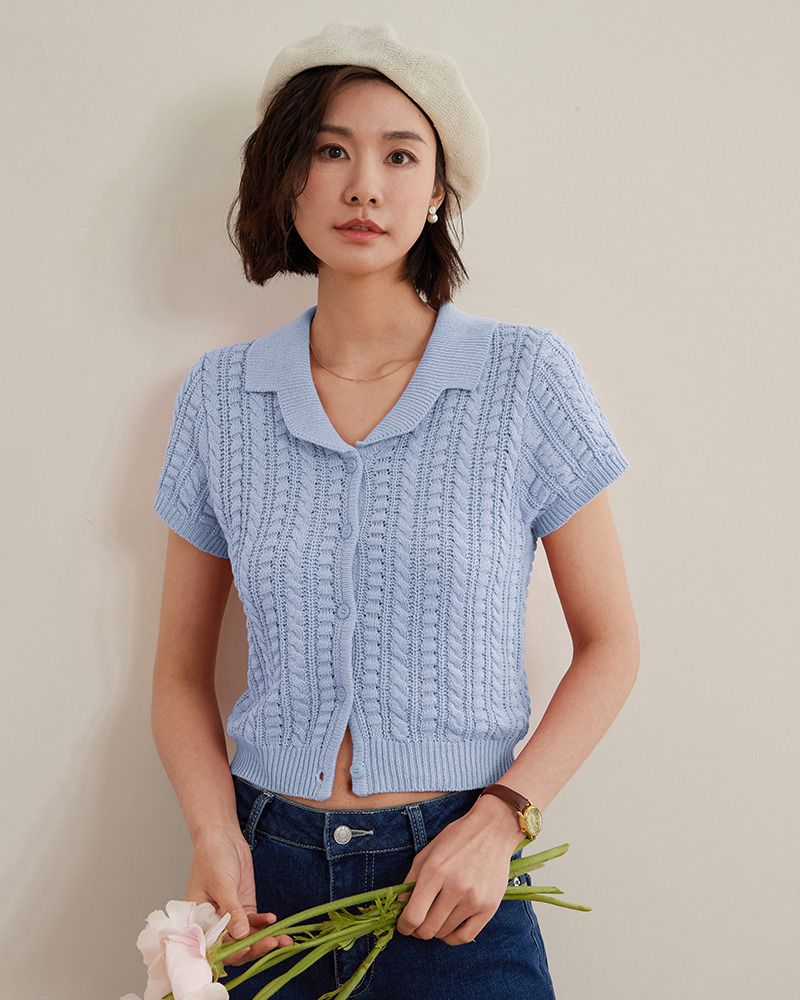 LS_Lapel collar knitted cardigan_3color - HAGO(하고)