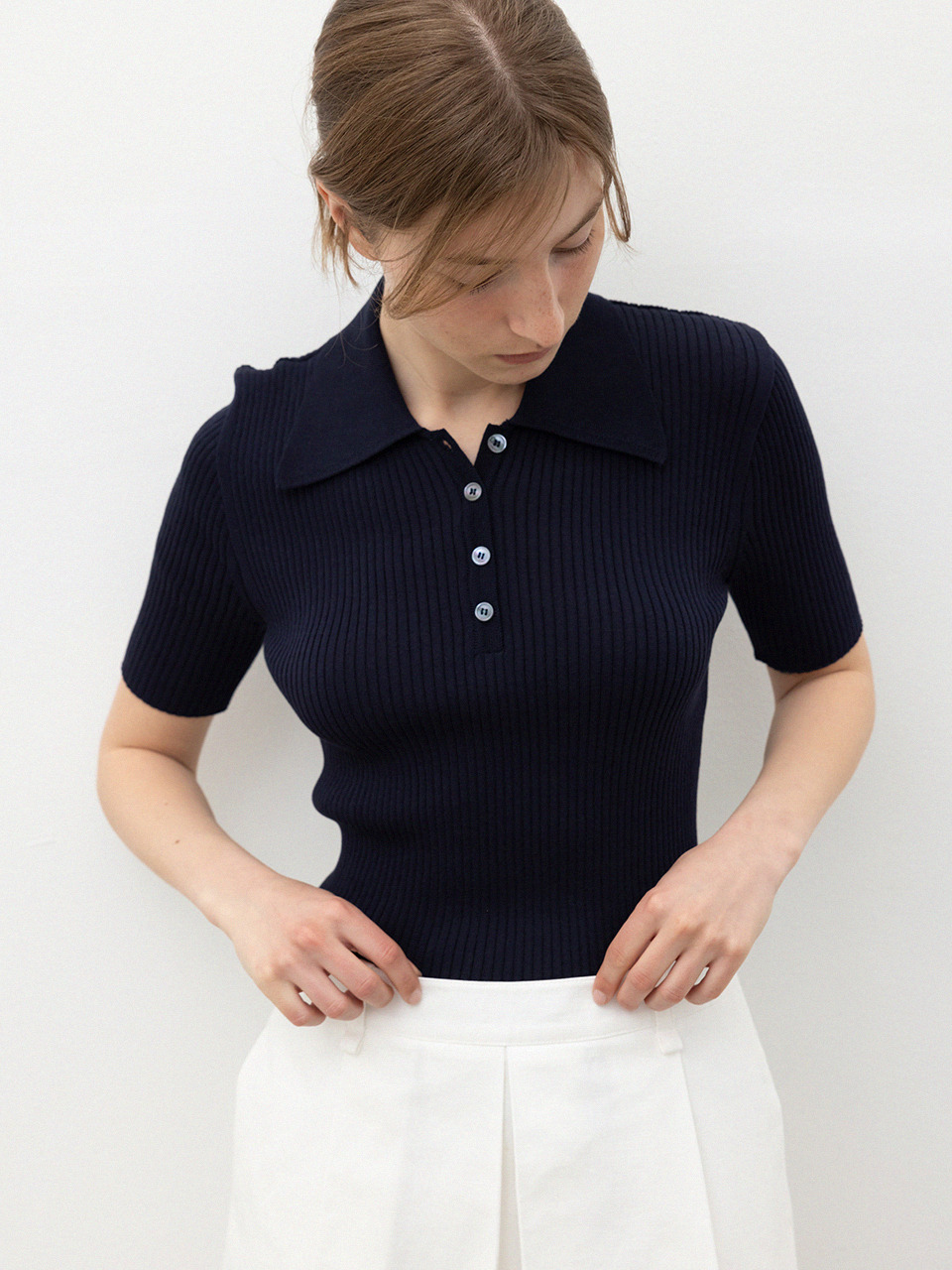 Collar Knit_Navy - 하고(HAGO)