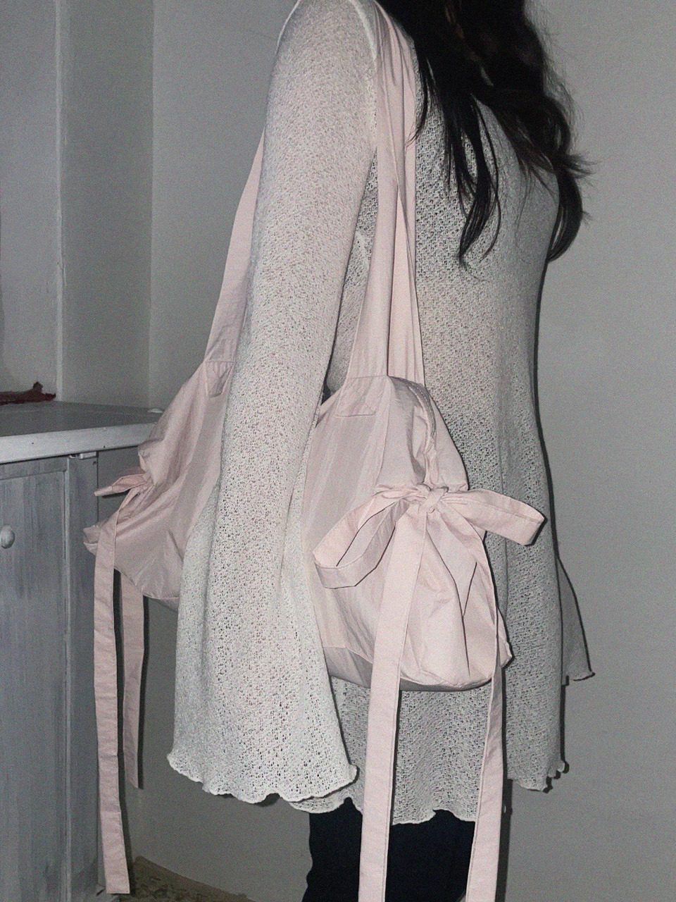 Pigtails ribbon bag Pale Pink - HAGO(하고)