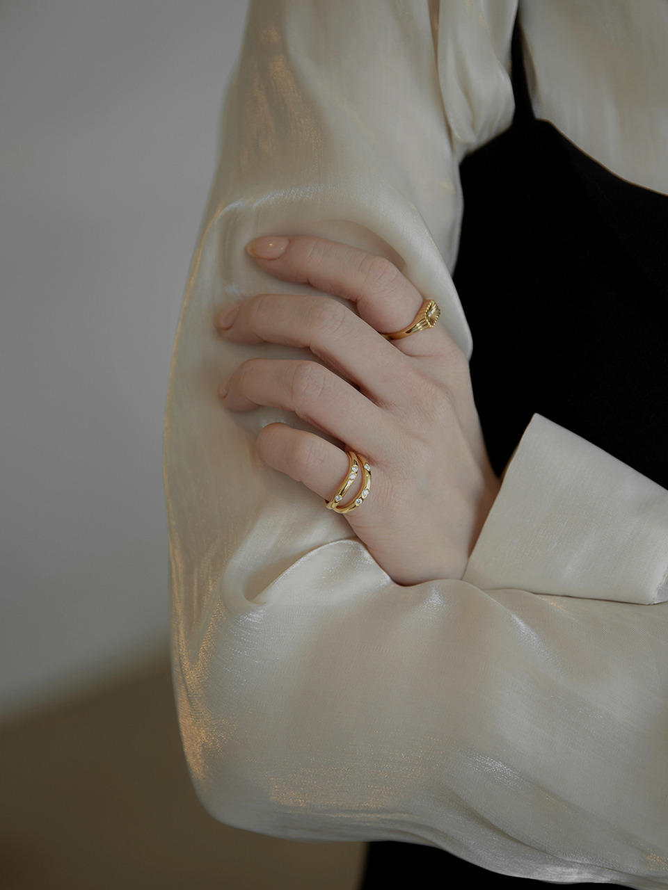 moissanite double ring (gold ver.) - HAGO(하고)