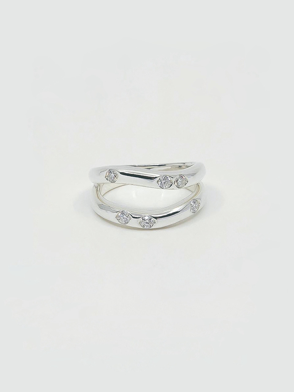 moissanite double ring (silver ver.) - HAGO(하고)