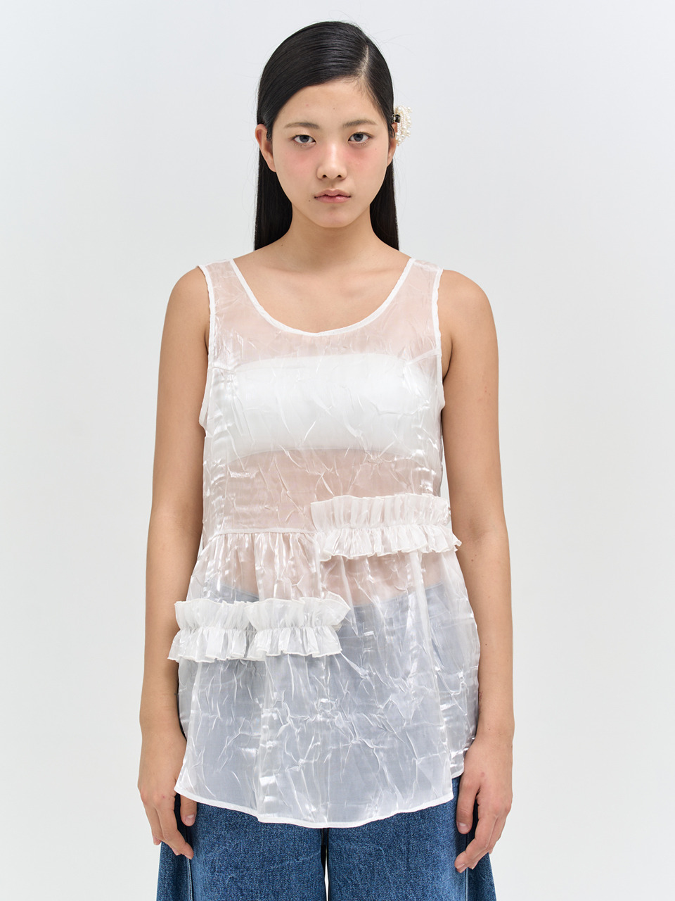 DIAPHANOUS LACE DRESS(WHITE) - 하고