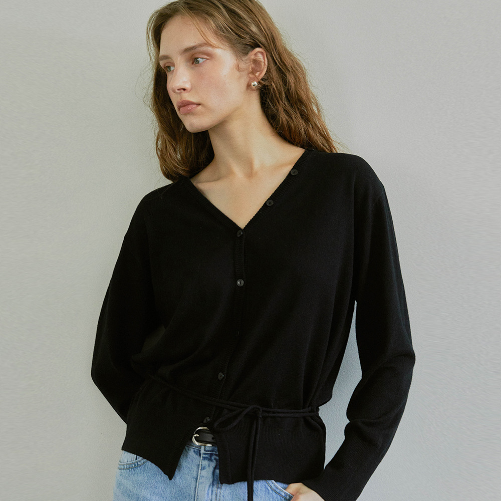 BUTTON STRING CARDIGAN / BLACK - HAGO(하고)
