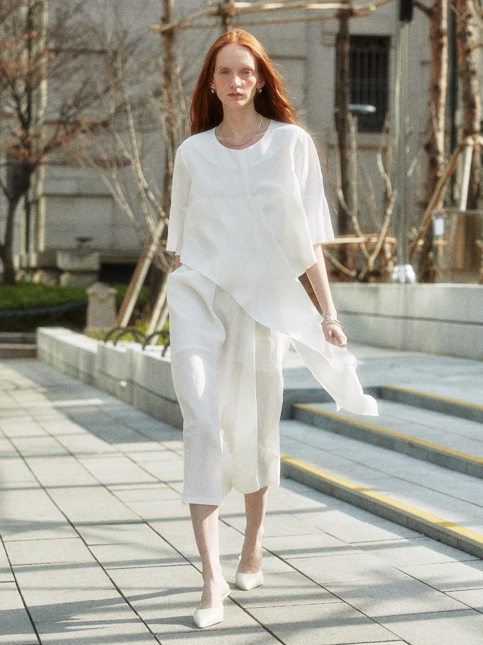 LETE ROBE Drape Linen Dress_Off White - HAGO(하고)