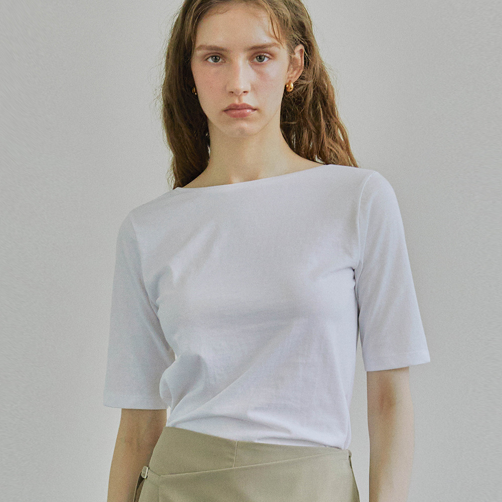 TWO WAY DEEP U-NECK T-SHIRTS / WHITE - HAGO(하고)