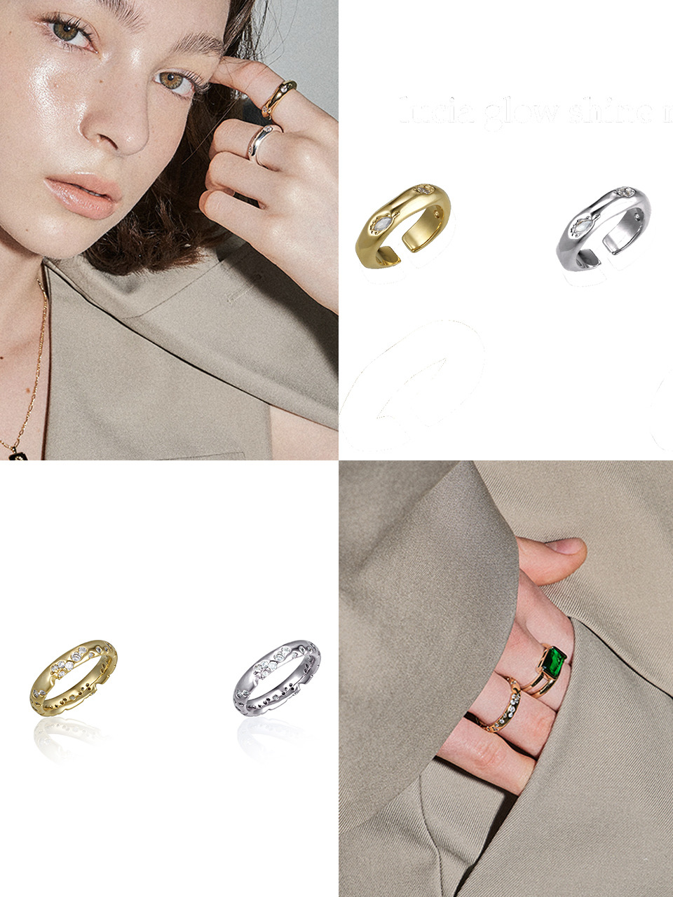 [단독] luna ring & lucia glow shine ring set - HAGO(하고)