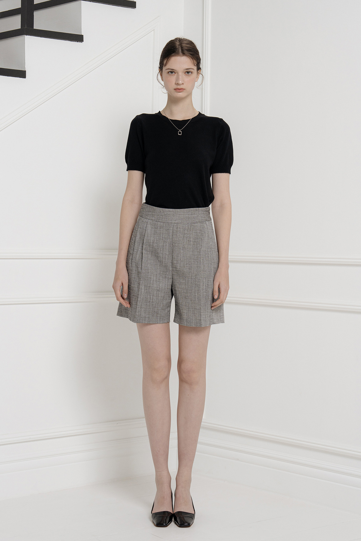 LIGHT WEIGHT CLASSIC PIN TUCK SHORTS (GRAY) - HAGO(하고)