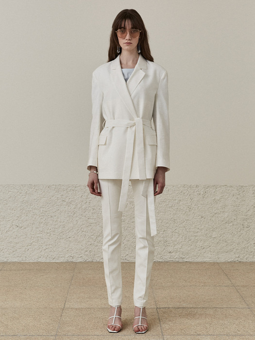 SOLEIL Linen Double Button Jacket_Off White - 하고(HAGO)