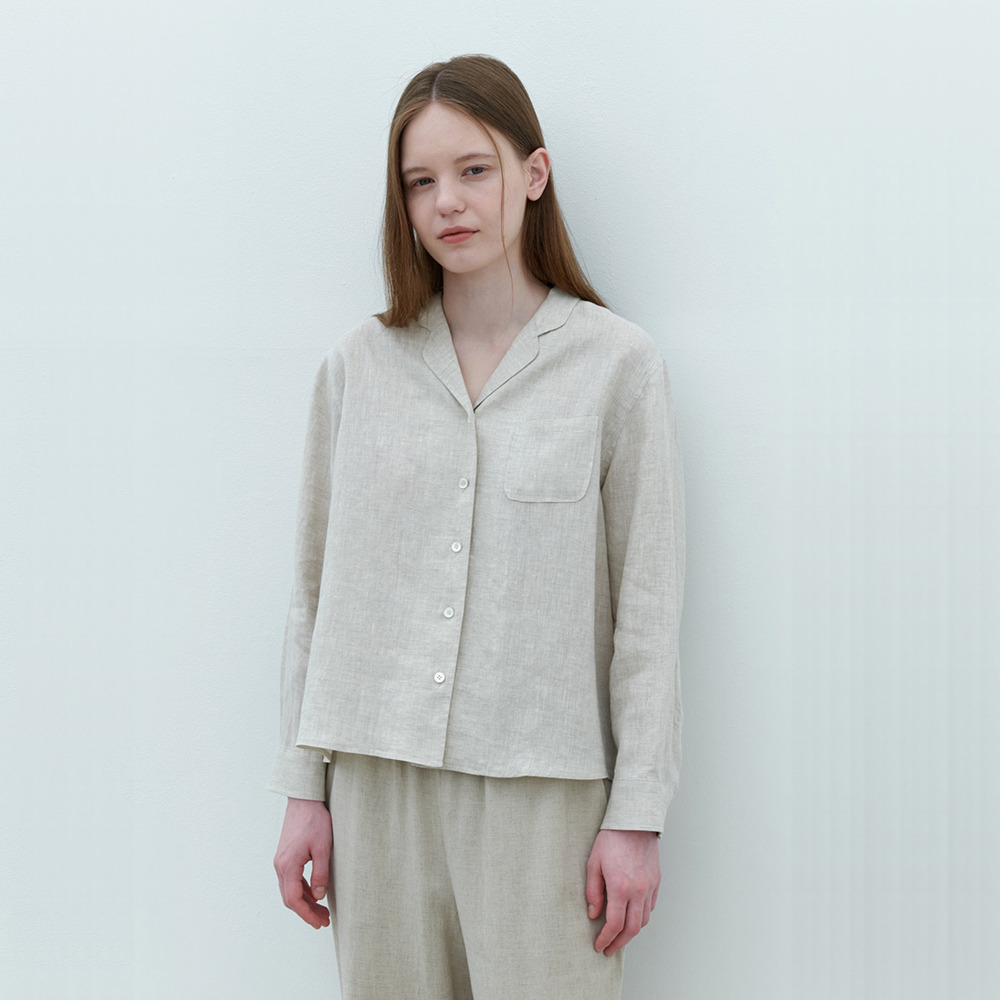 linen natural shirts-beige - HAGO(하고)