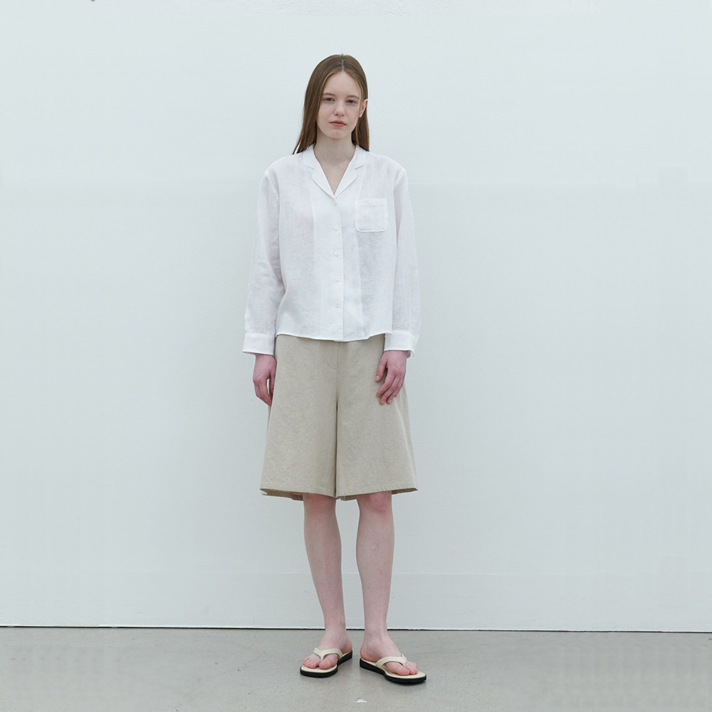 linen natural shirts-white - 하고(HAGO)