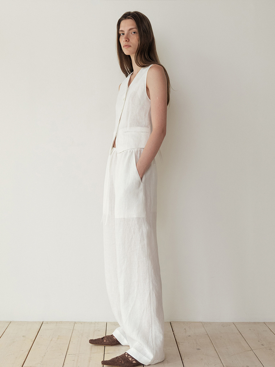 LINEN STRING PANTS_WHITE - HAGO(하고)