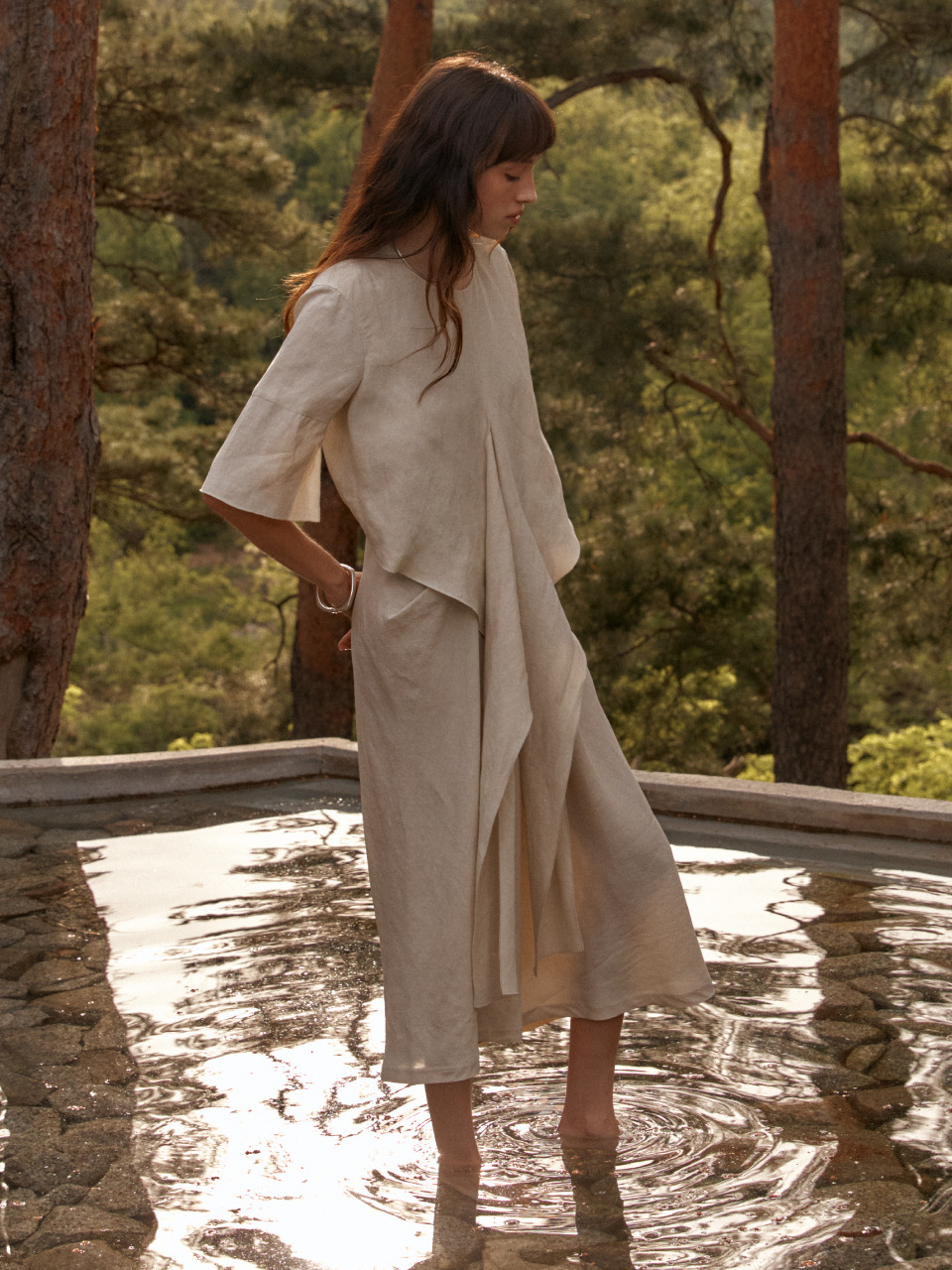 [Signature] LETE ROBE Drape Linen Dress_Light Beige - HAGO(하고)