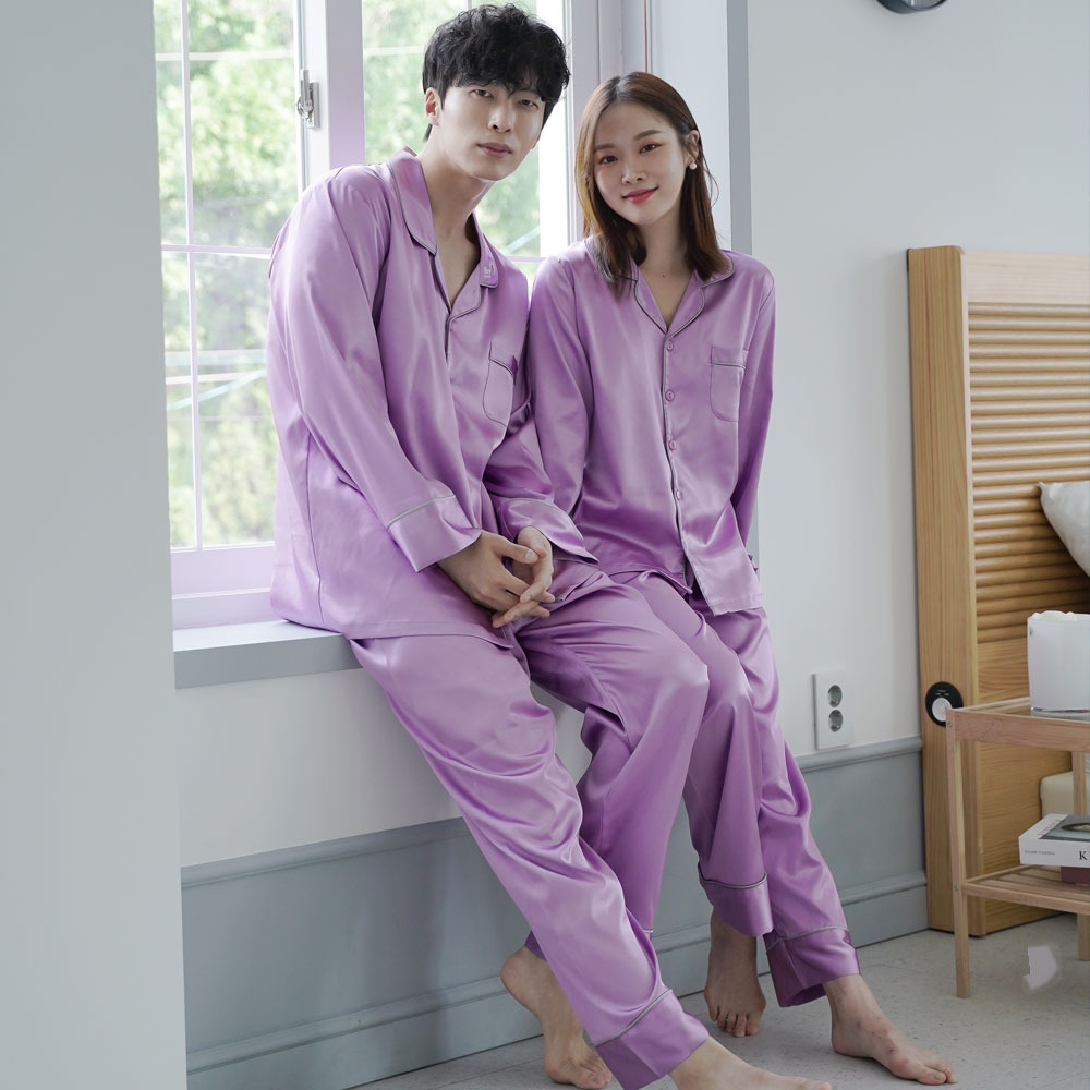 알콩단잠 커플잠옷 S 2xl 페페vt 실크 새틴 긴팔 봄 파자마 커플시밀러룩 홈웨어 상하의 세트 Hago하고