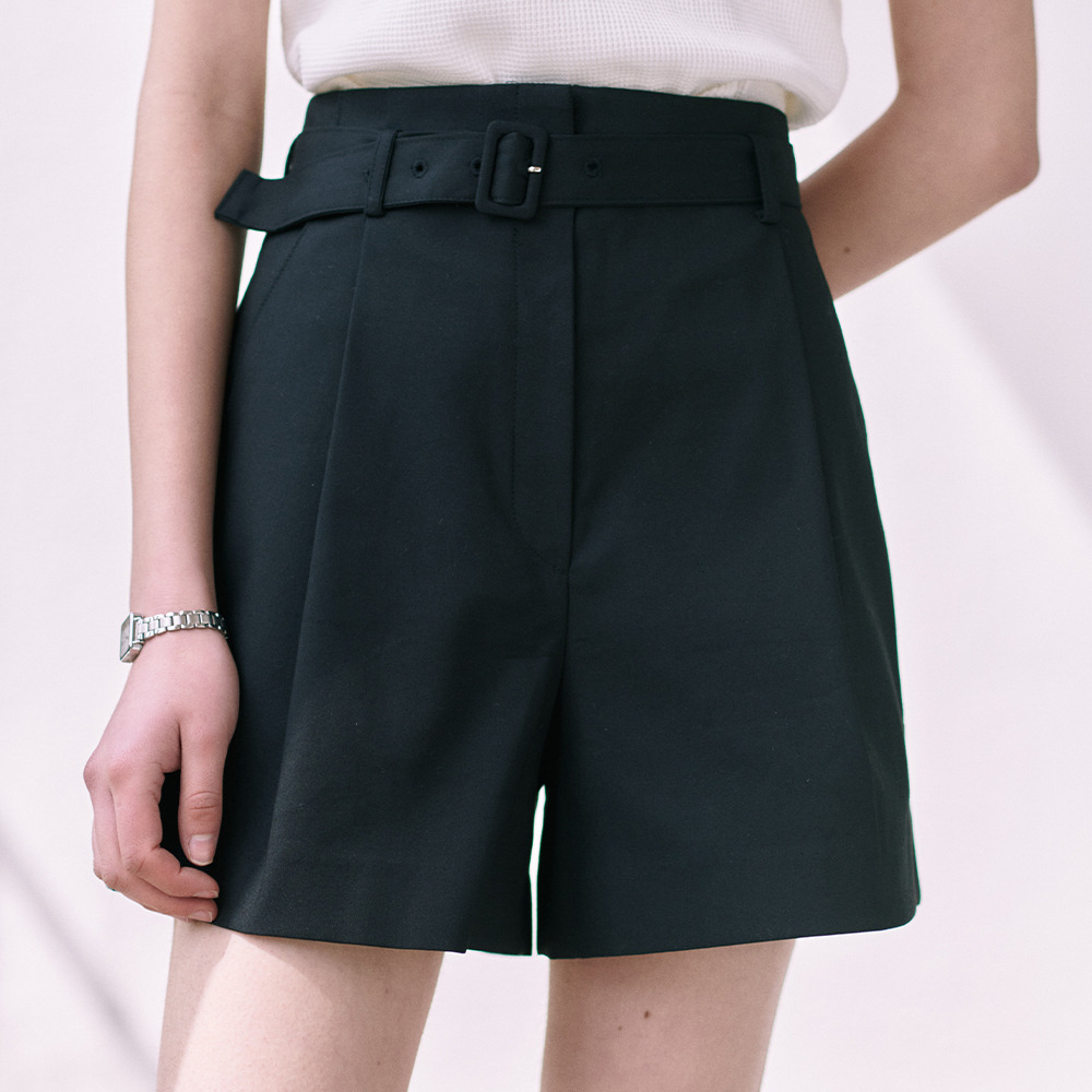 Belted Pintuck Short Pants_3color - HAGO(하고)