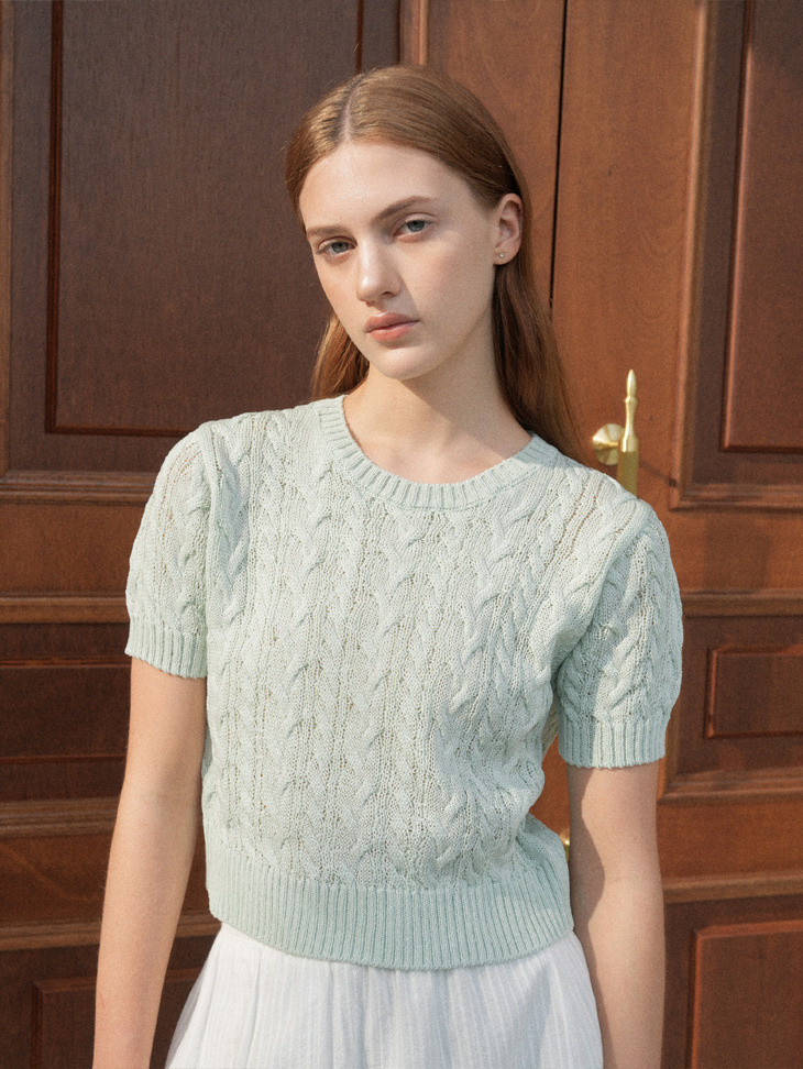 Summer Round Cable Half knit (Mint) - HAGO(하고)