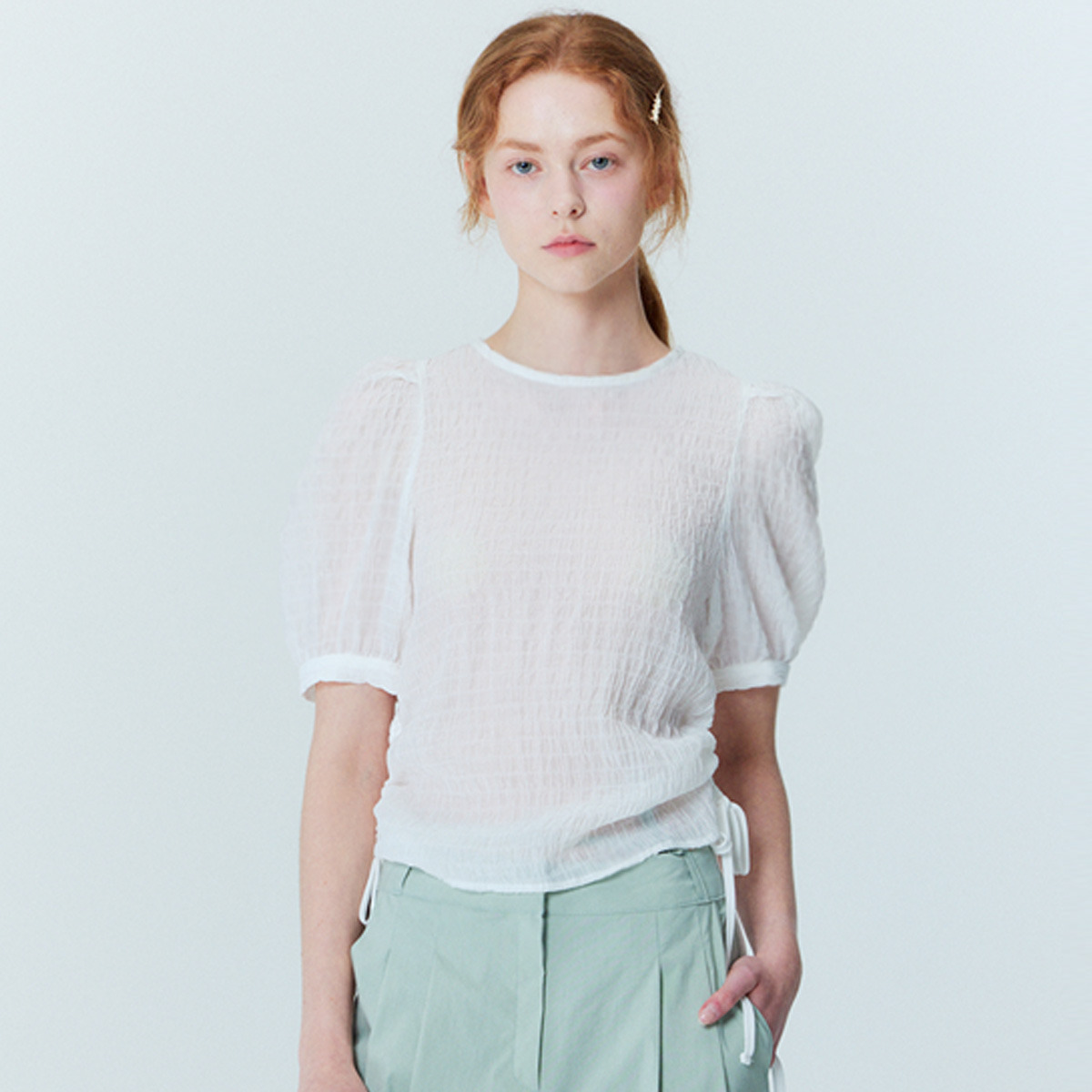 Crinkle string blouse_White - 하고