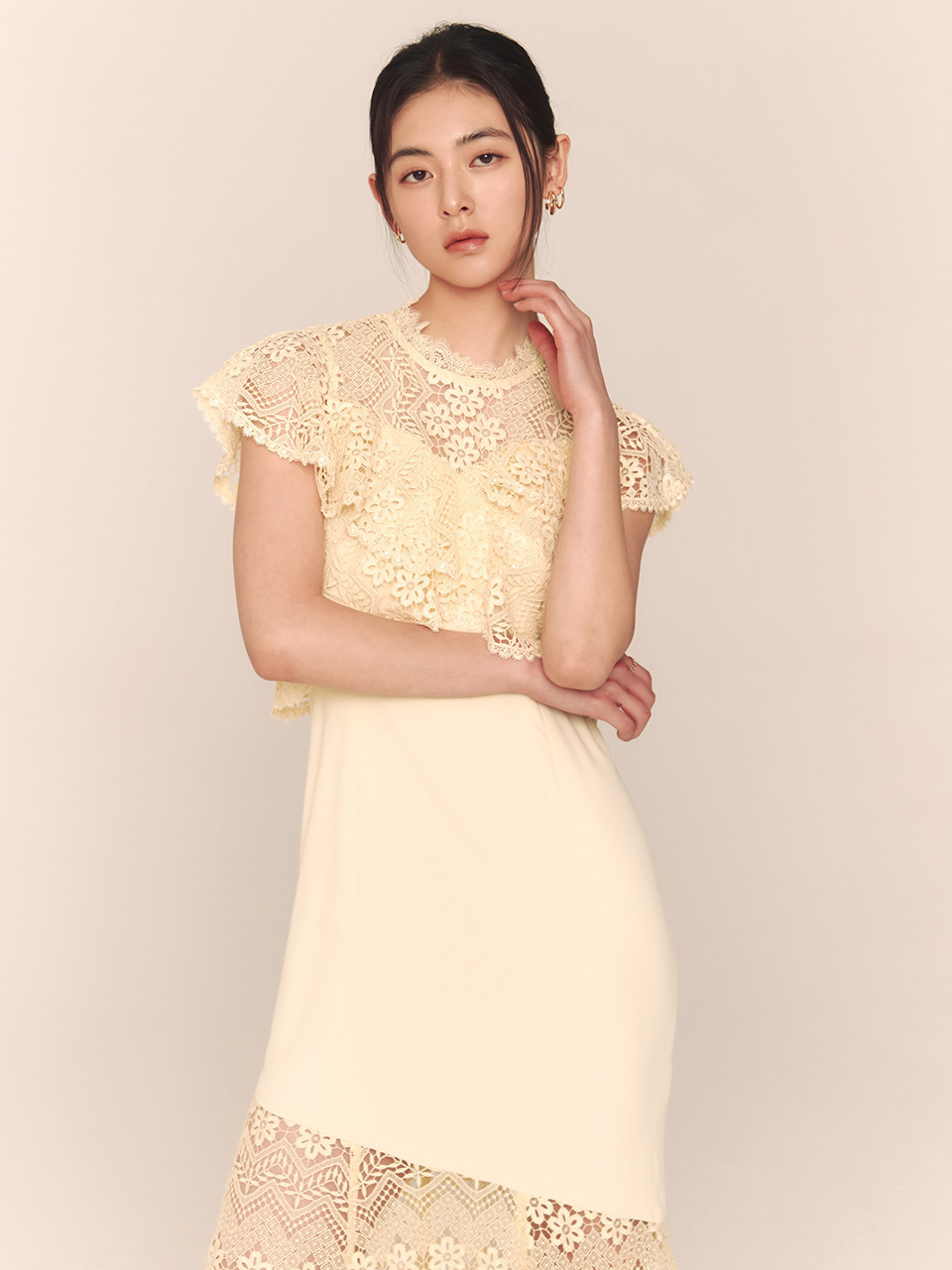 Kino / Lace Block Long Mermaid Dress - HAGO(하고)