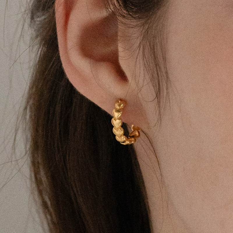 [Silver 925] Heart Ring Earrings SE215 - Gold - HAGO(하고)