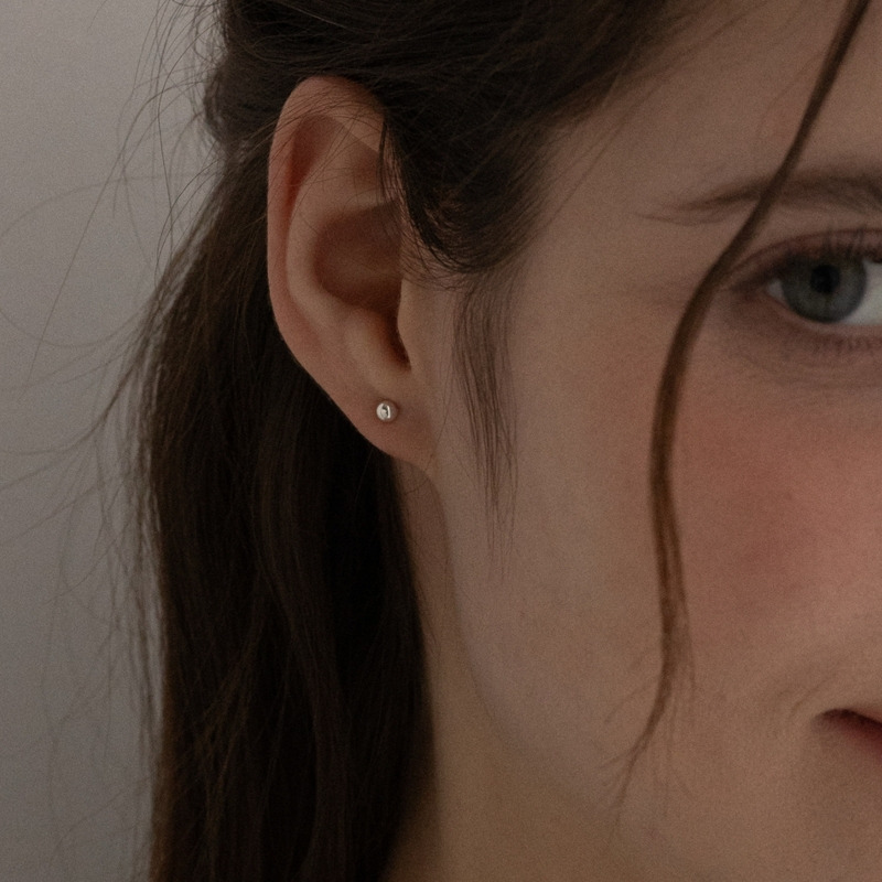 [Silver 925] Full Moon Earrings SE211 - 3mm - HAGO(하고)