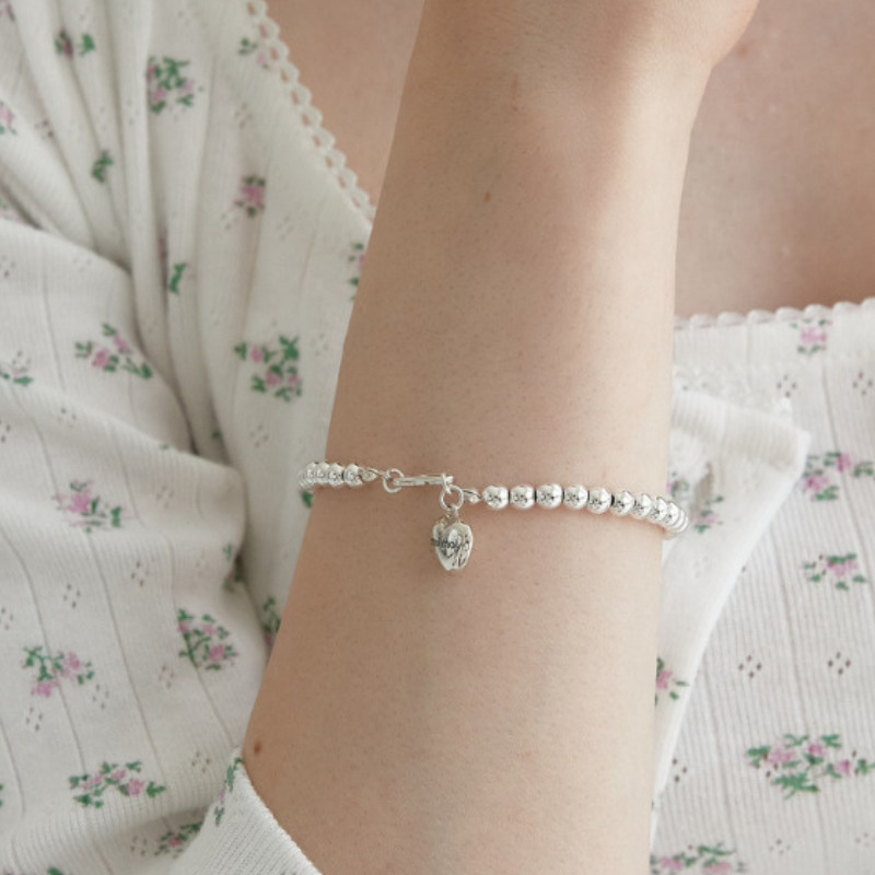 Love ball hook bracelet (silver) - 하고(HAGO)
