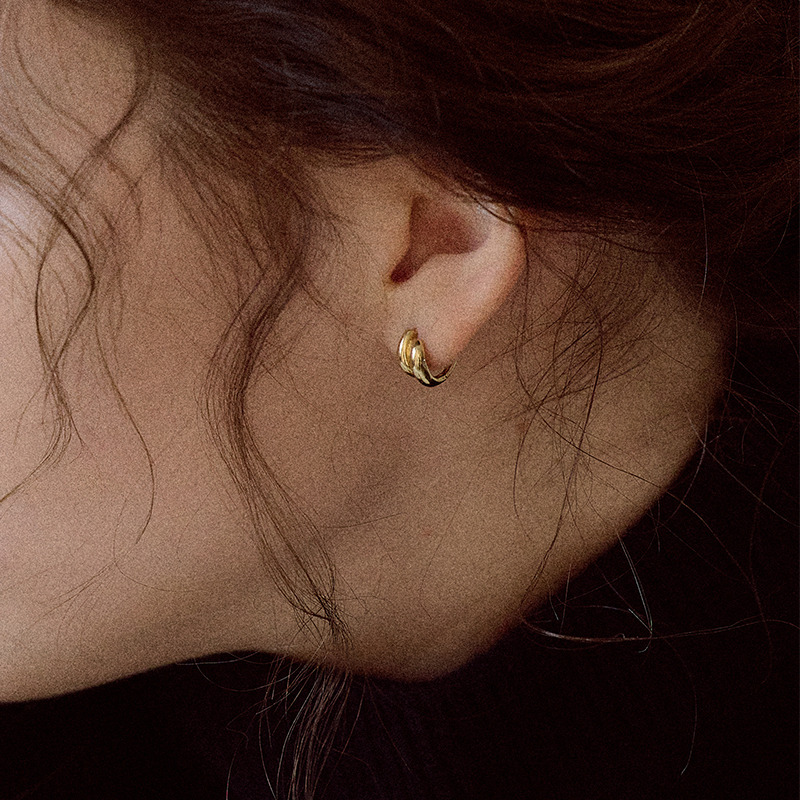 [14K] Double Drop One-touch Earrings - HAGO(하고)