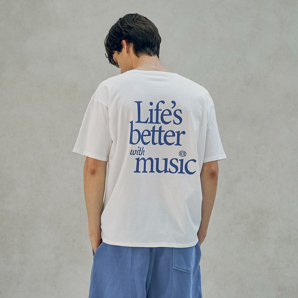 T20046 Music printing T-shirt_White - HAGO(하고)