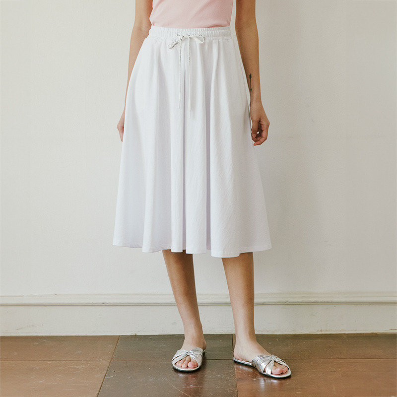 Banding string point flare skirt_White - HAGO(하고)