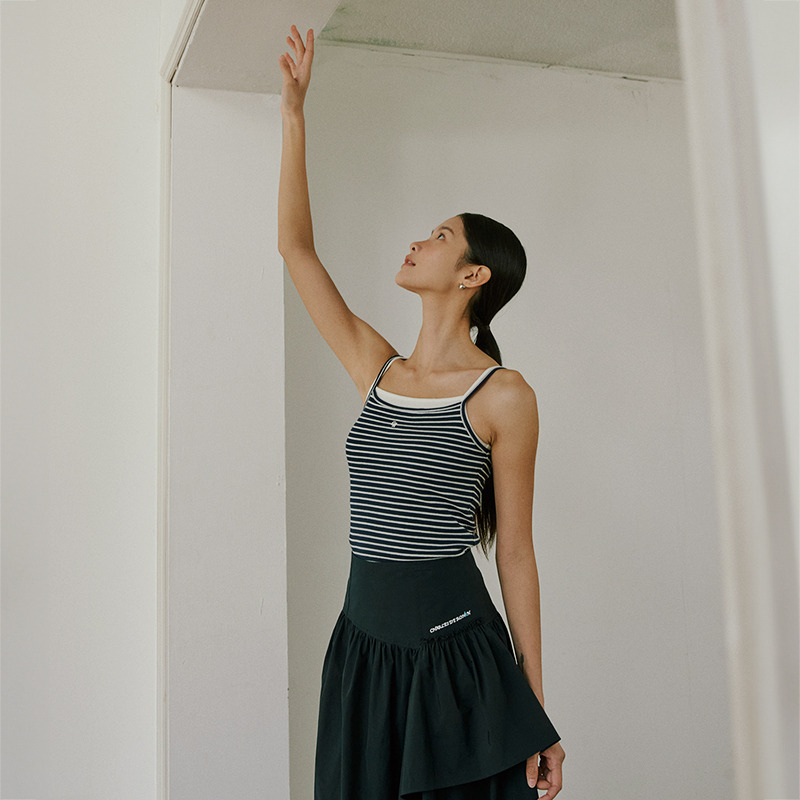 Basic cotton sleeveless stripe top_Navy - HAGO(하고)