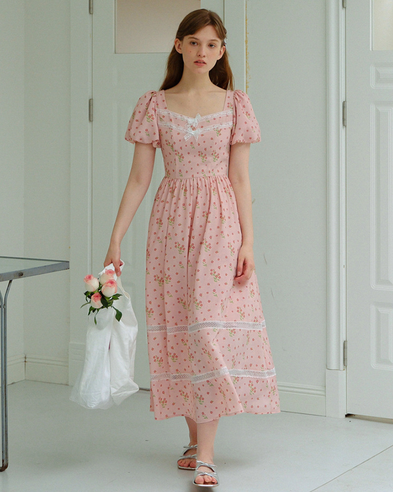 DD_Spring garden puff sleeve dress - HAGO(하고)