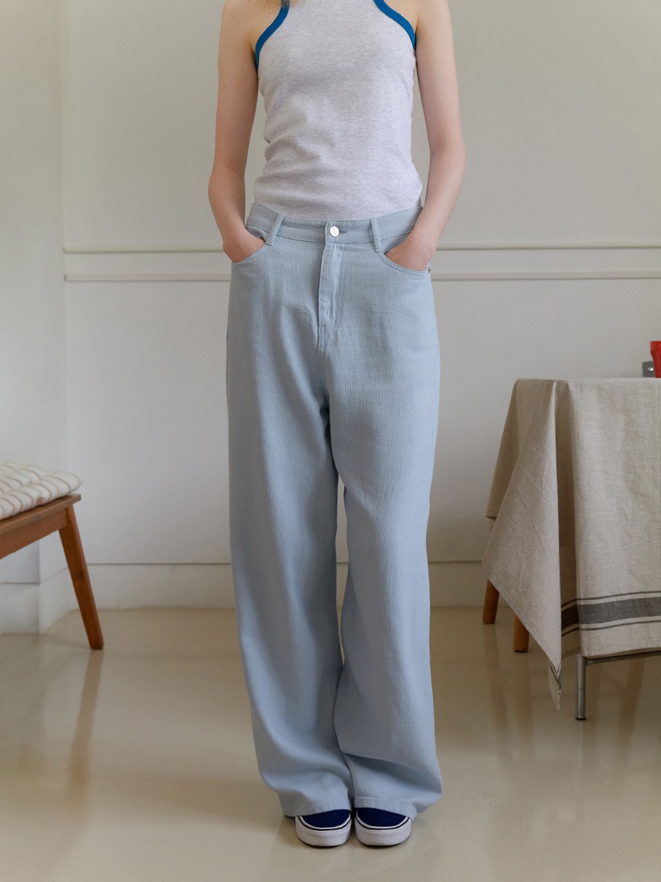 SUMMER COTTON WIDE PT_LIGHT BLUE - 하고(HAGO)
