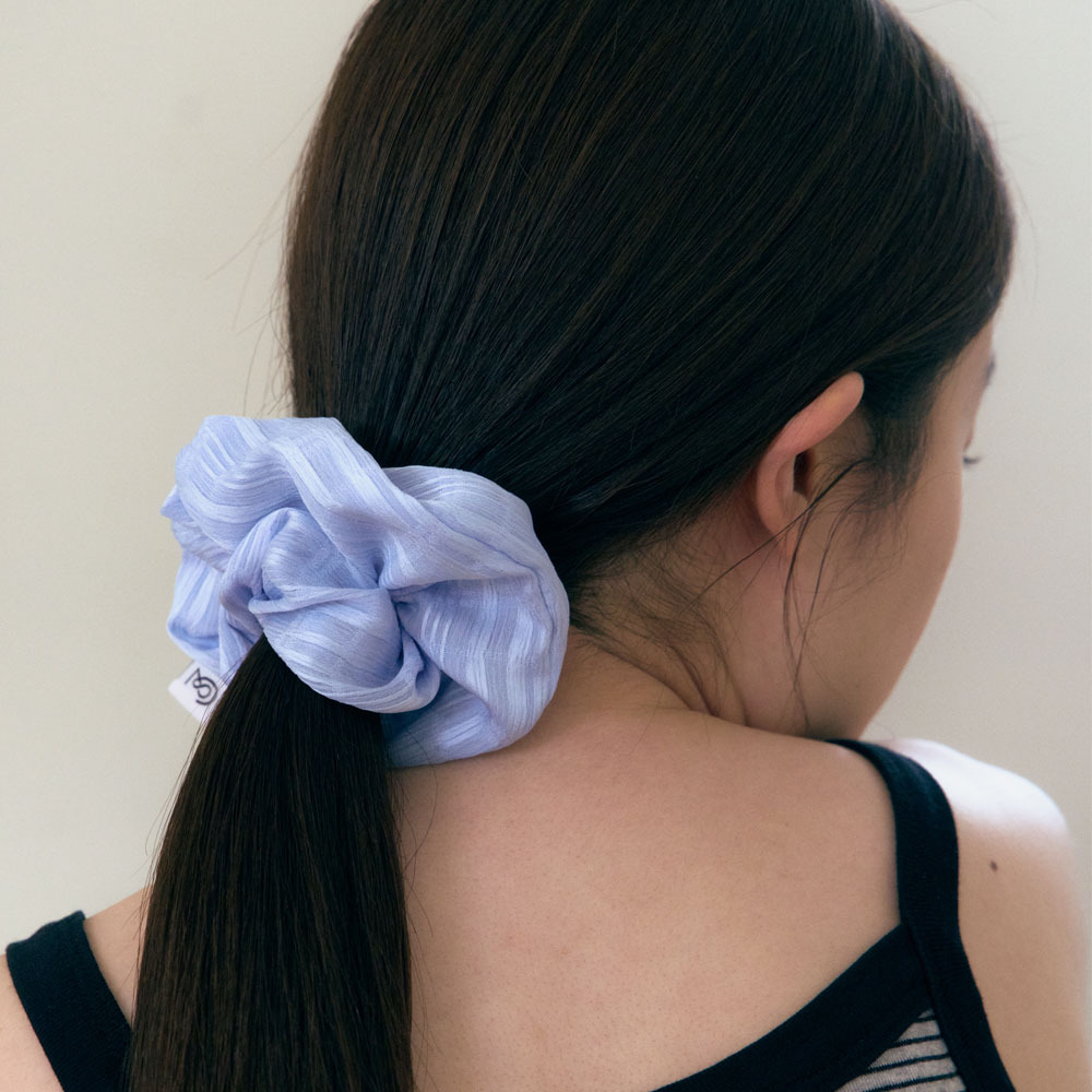 Check Sheer Scrunchie (Sky Blue) - HAGO(하고)